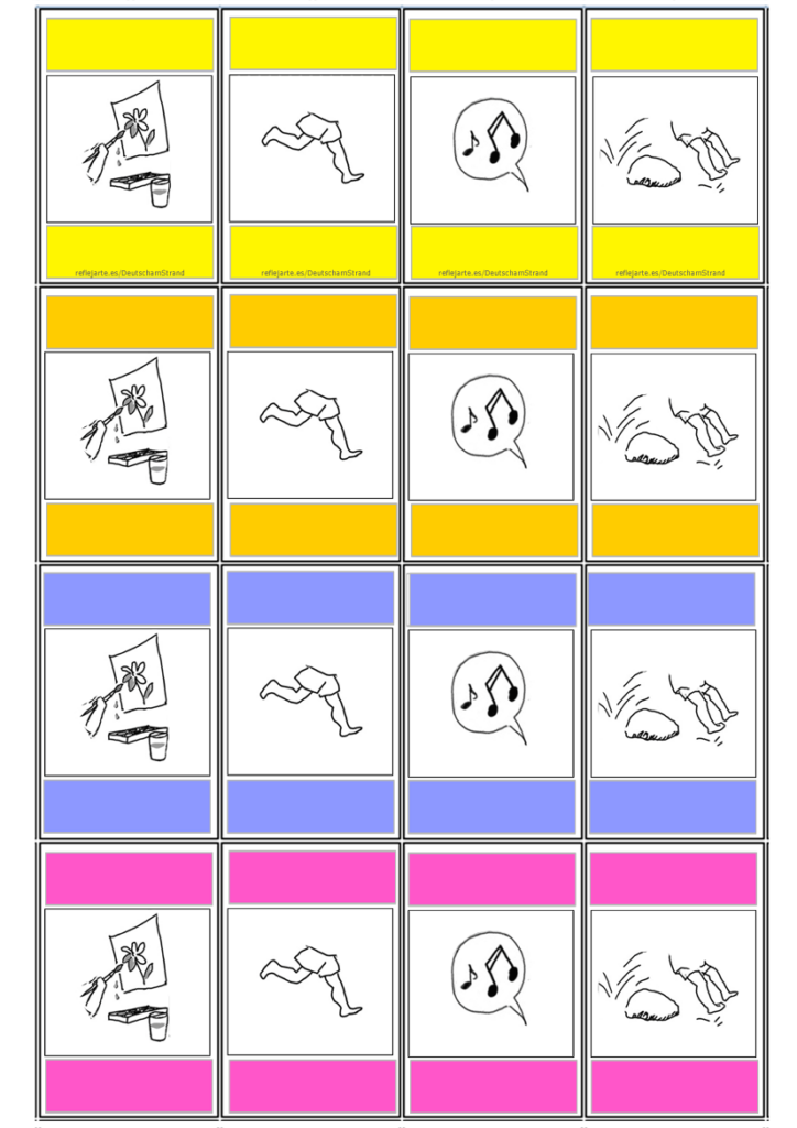 Kartenspiel-Konjugation-DaS-malen,rennen,singen,springen-Sg-Farbig ...