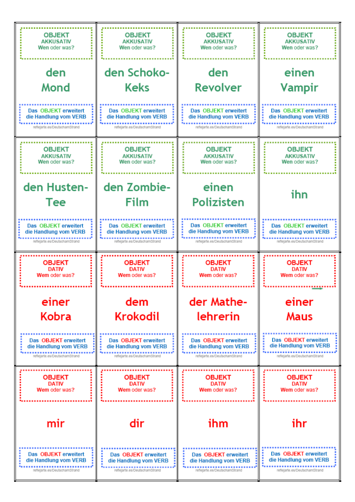 Syntax-Kartenspiel „Der längste Satz“ von Deutsch am Strand · Objekt ...